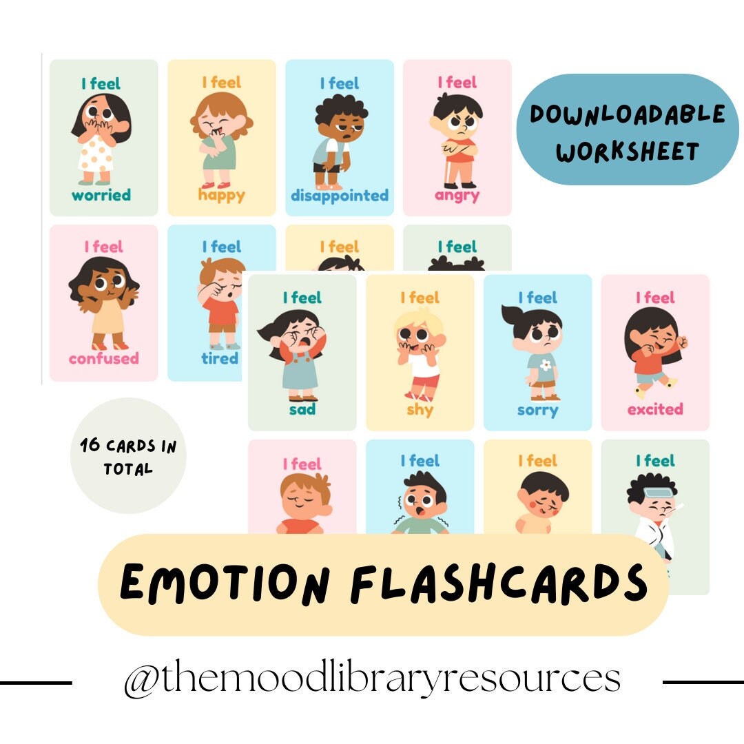 Emotion Flashcards Printable Resources Childrens Wellbeing - Etsy Australia