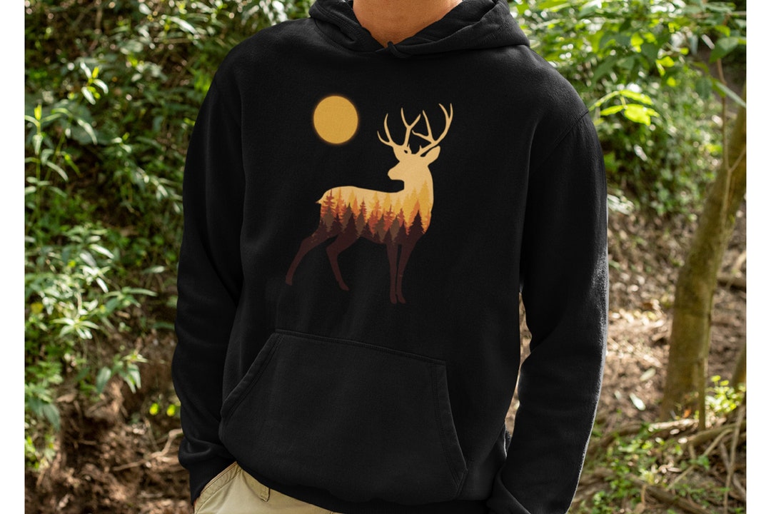 Mountain Deer Hoodie Hunting Apparel Outdoors Nature Lover Pullover Elk ...