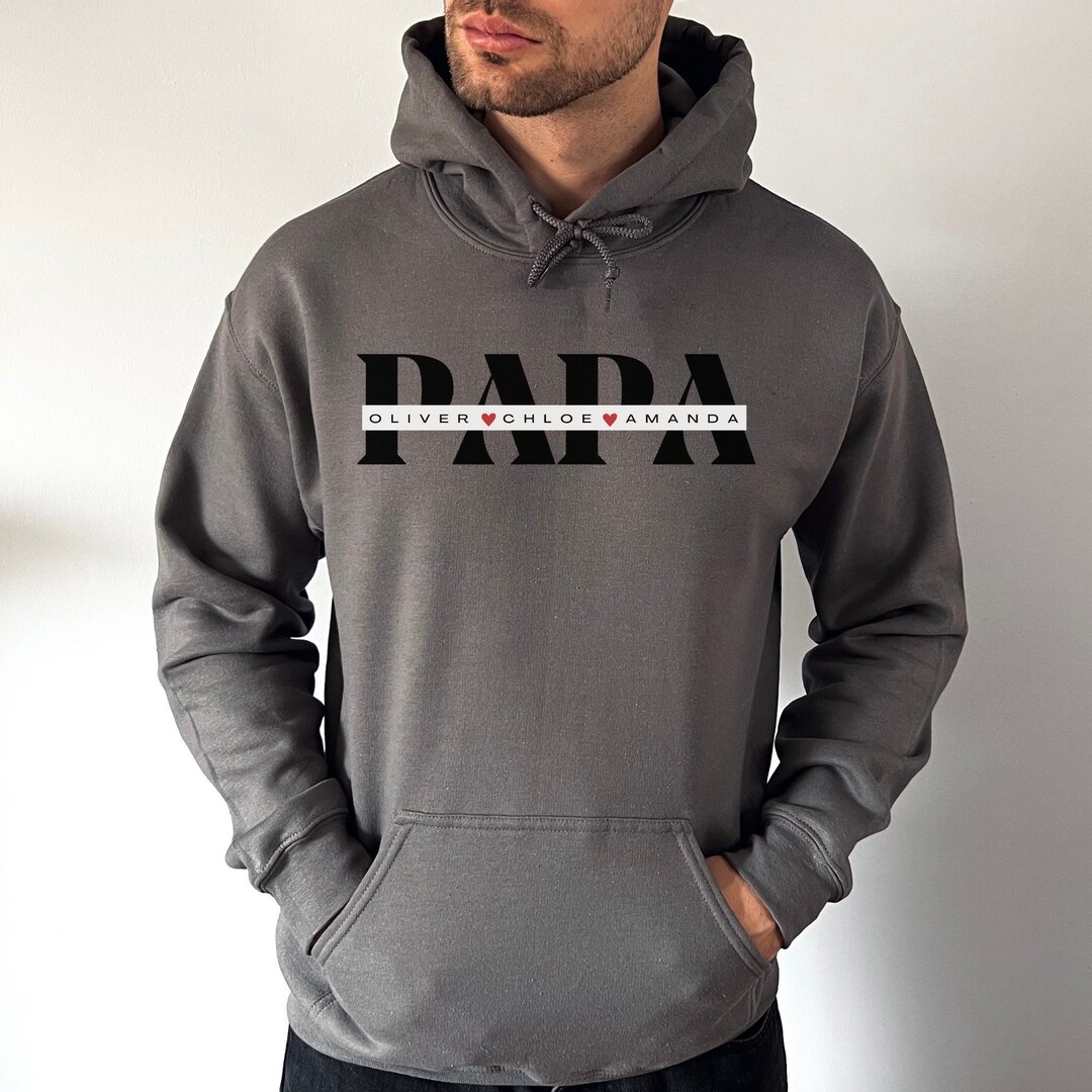 Personalized Name Papa Hoodie Gift for Dad Custom Shirt With Kids Names ...