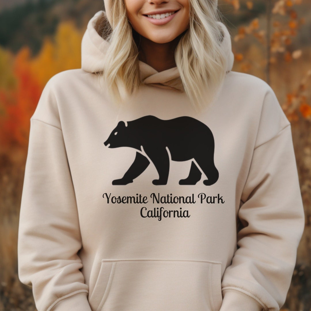 Yosemite National Park Hoodie Gift for Nature Lovers Black Bear Hoodie ...