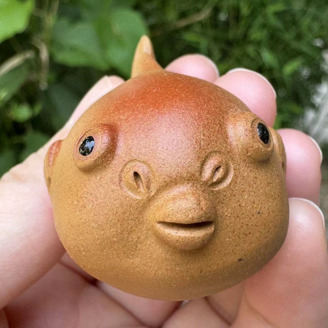 Lovely Ceramic Puffer Fish Sculpture Tea Lovers and Animal Enthusiasts ...