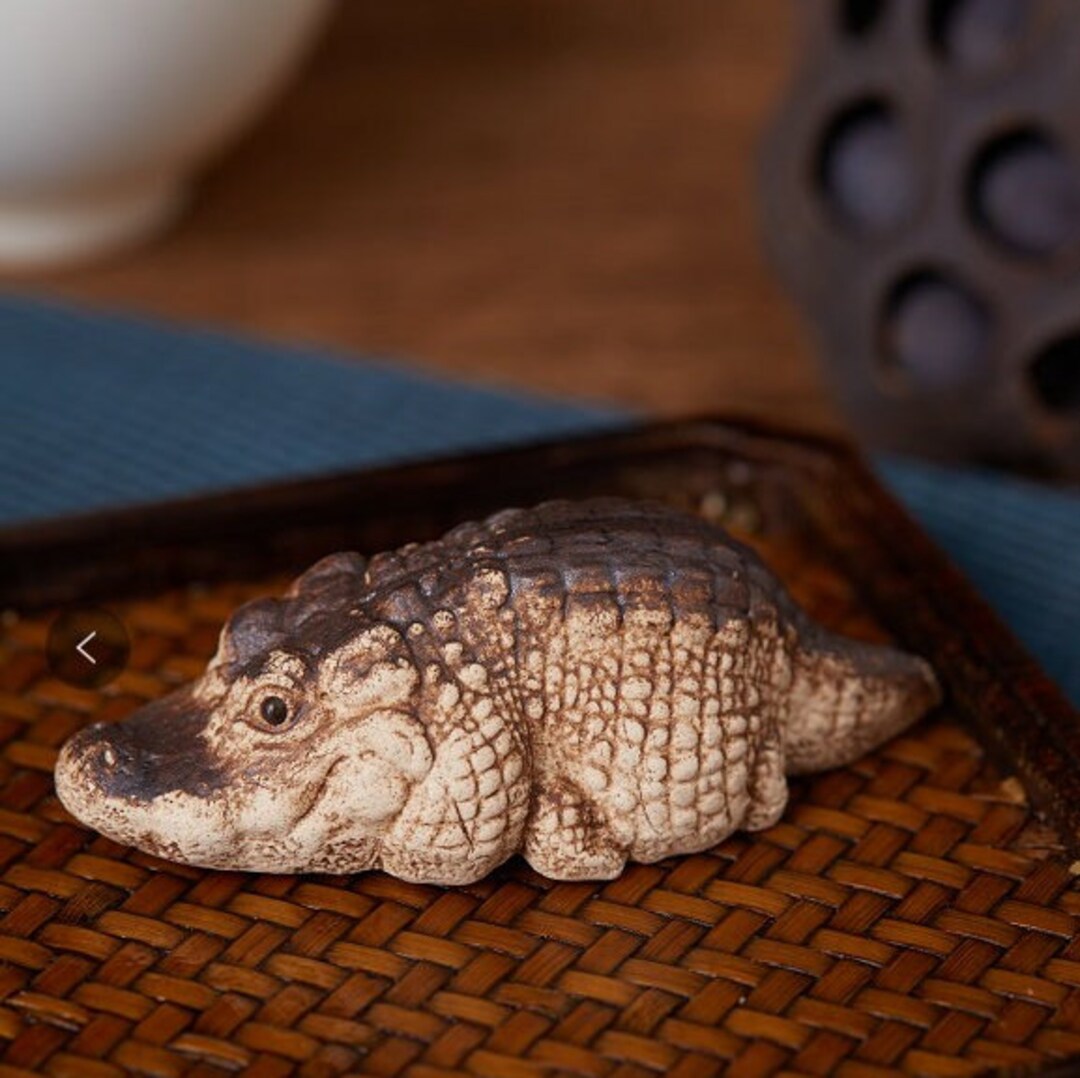 Whimsical Cute Crocodile Ceramic Sculpture for Tea Lovers and Animal ...