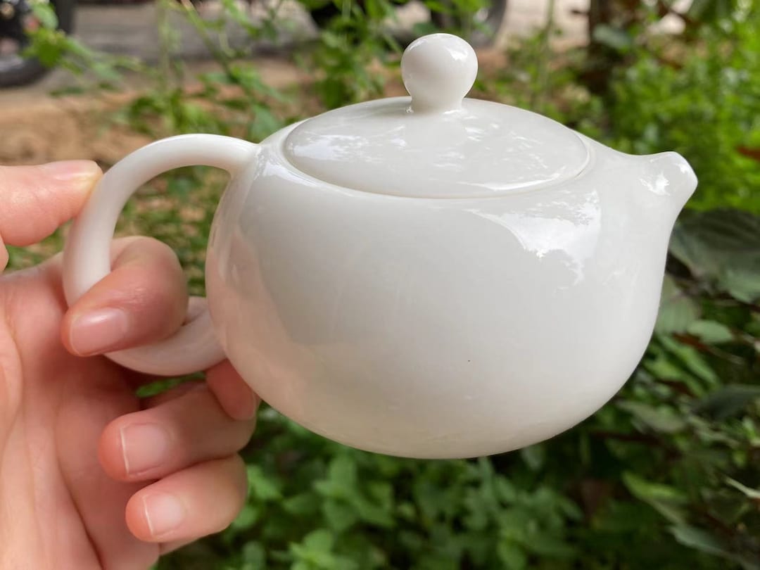 China White Ceramic Porcelain Teapot Lid,chinese Gardentea Cup Handmade ...