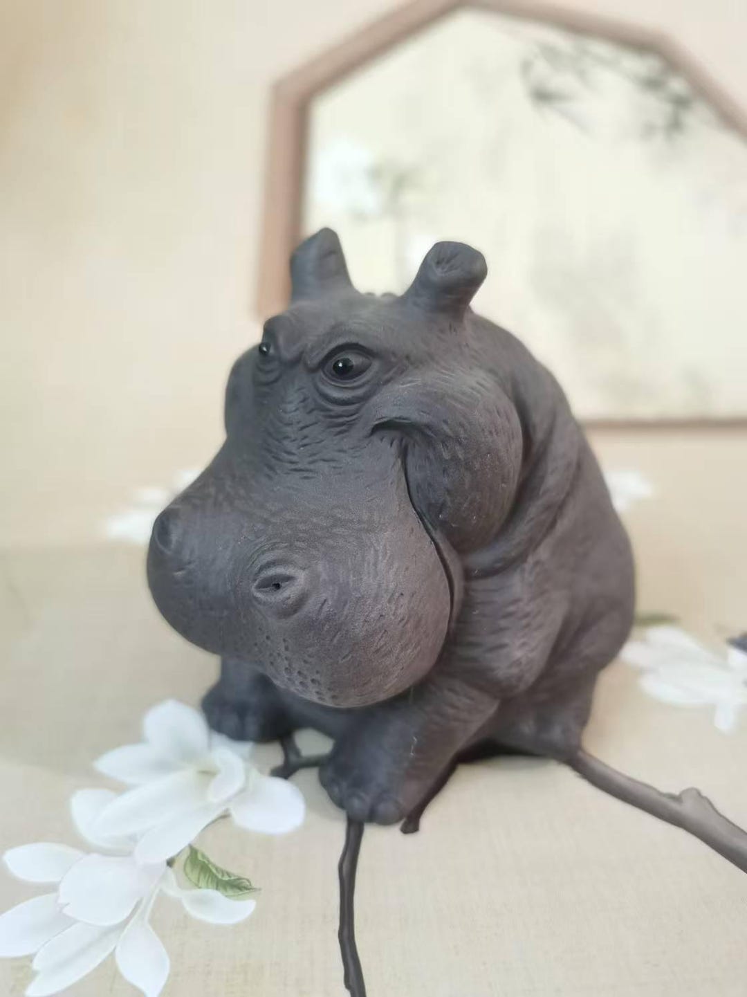 Exquisite Ceramic Hippo Sculpture for Tea Lovers,animal Enthusiasts ...