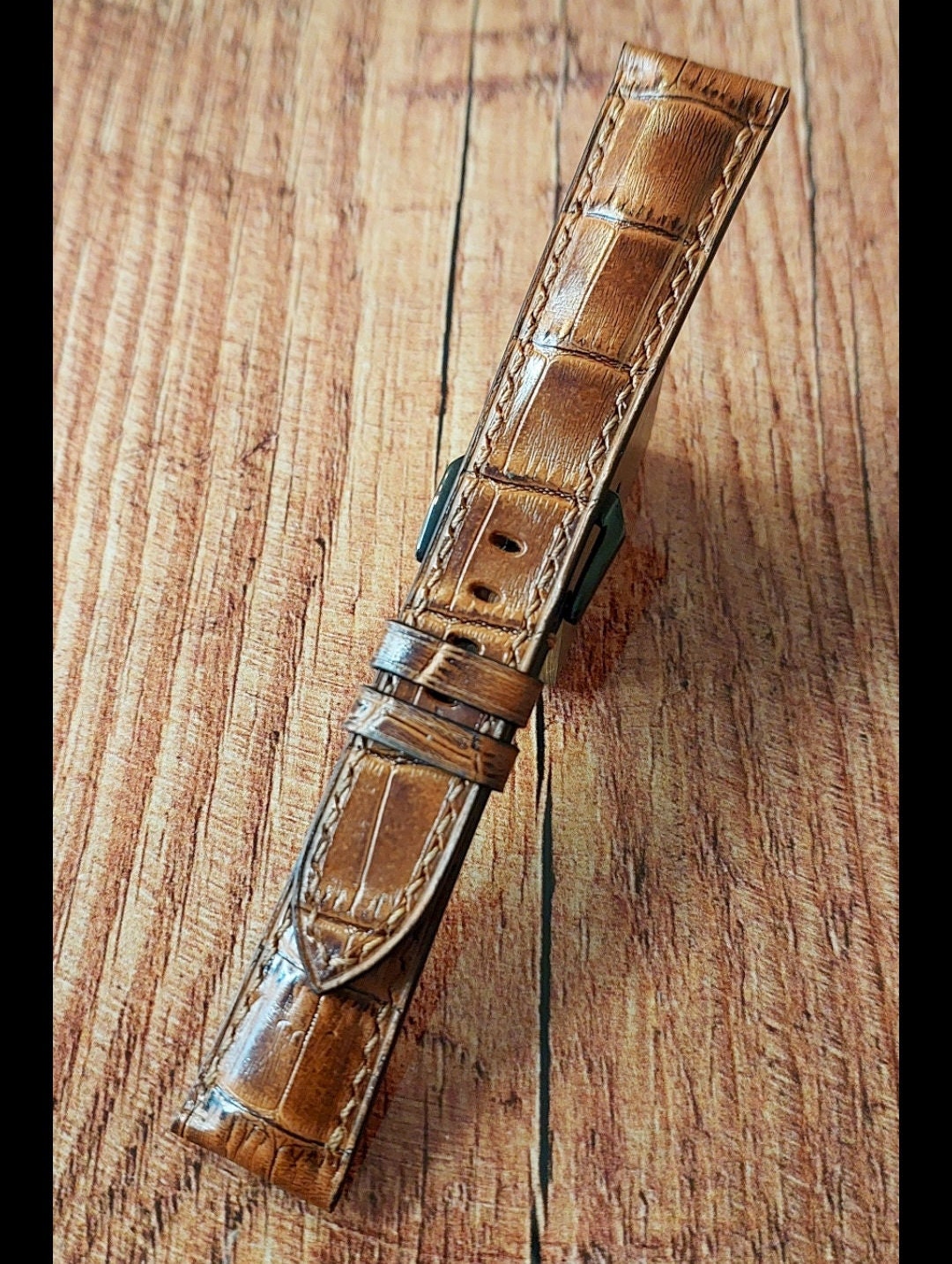 Handmade Embossed Crocodile Leather Watch Strap: Custom Calfskin Band ...