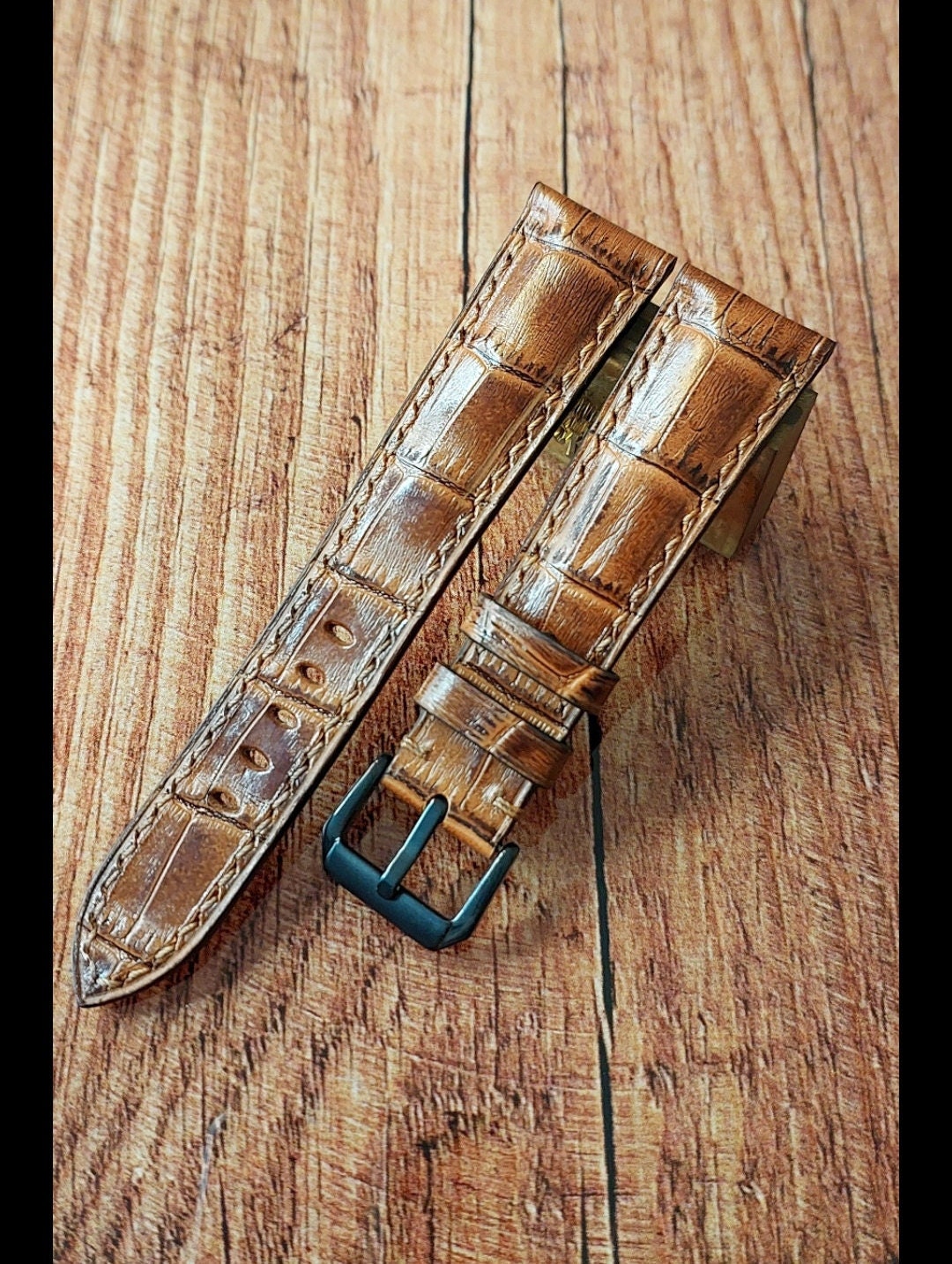 Embossed Crocodile (alligator) Leather Watch Strap / Custom Leather ...