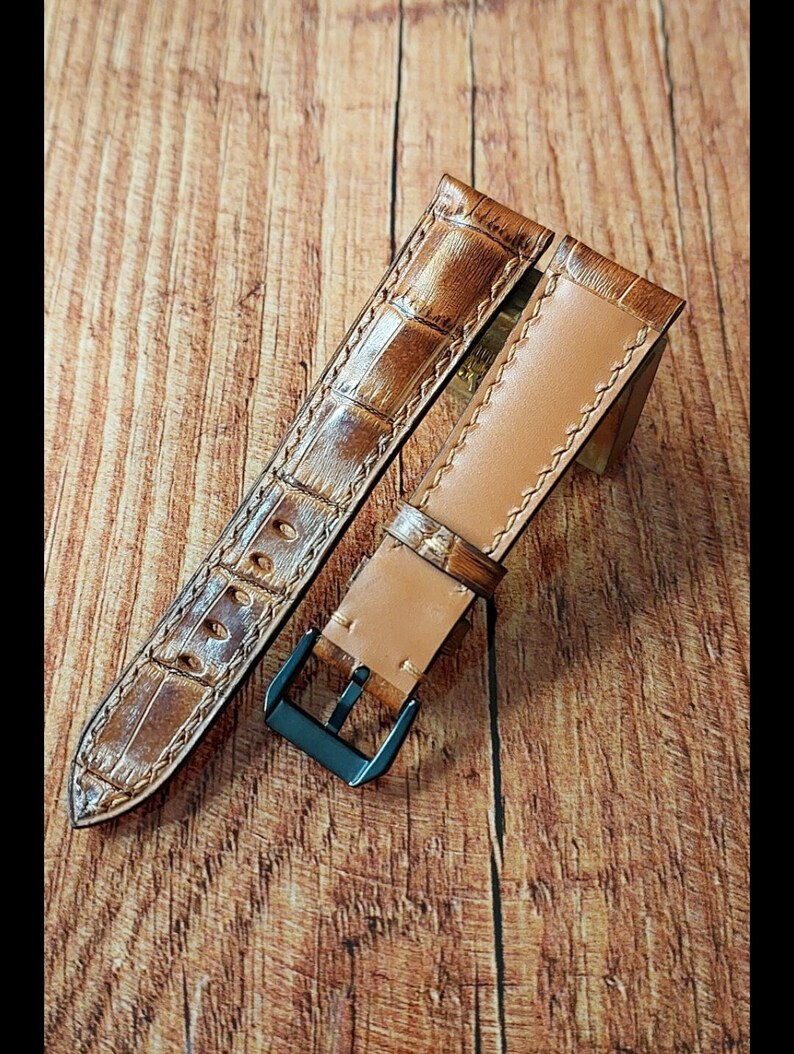 Embossed Crocodile (alligator) Leather Watch Strap / Custom Leather ...