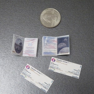 1:6 Scale Miniature Doll ID Cards Credit Cards Doll Passports Doll Gift ...