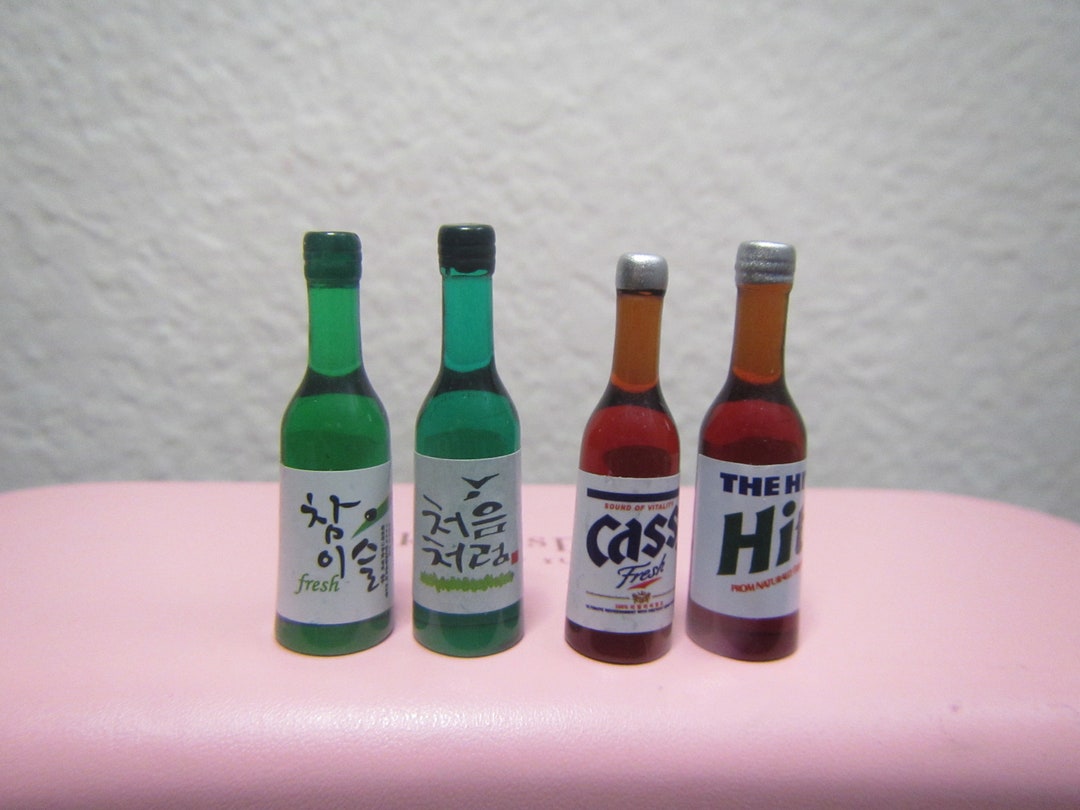 4 Pcs Miniature Beer Soju Bottles 1:6 Scale Fashion Doll Size Beer ...