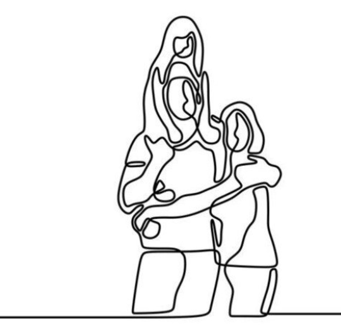 Happy Family One Continuous Line Drawing, Single Hand Drawn Father ...