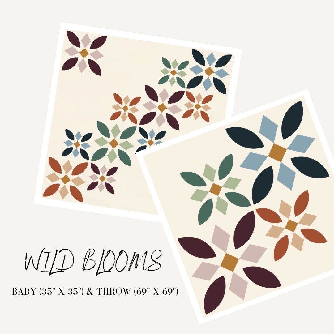 Wild Blooms Quilt Pattern (modern PDF Pattern- Baby & Throw Sizes) - Etsy