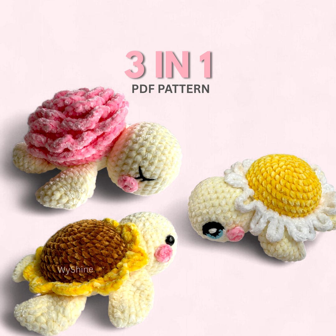 Flower Turtle Crochet Pattern, Sea Turtle Amigurumi Pattern, Sunflower ...