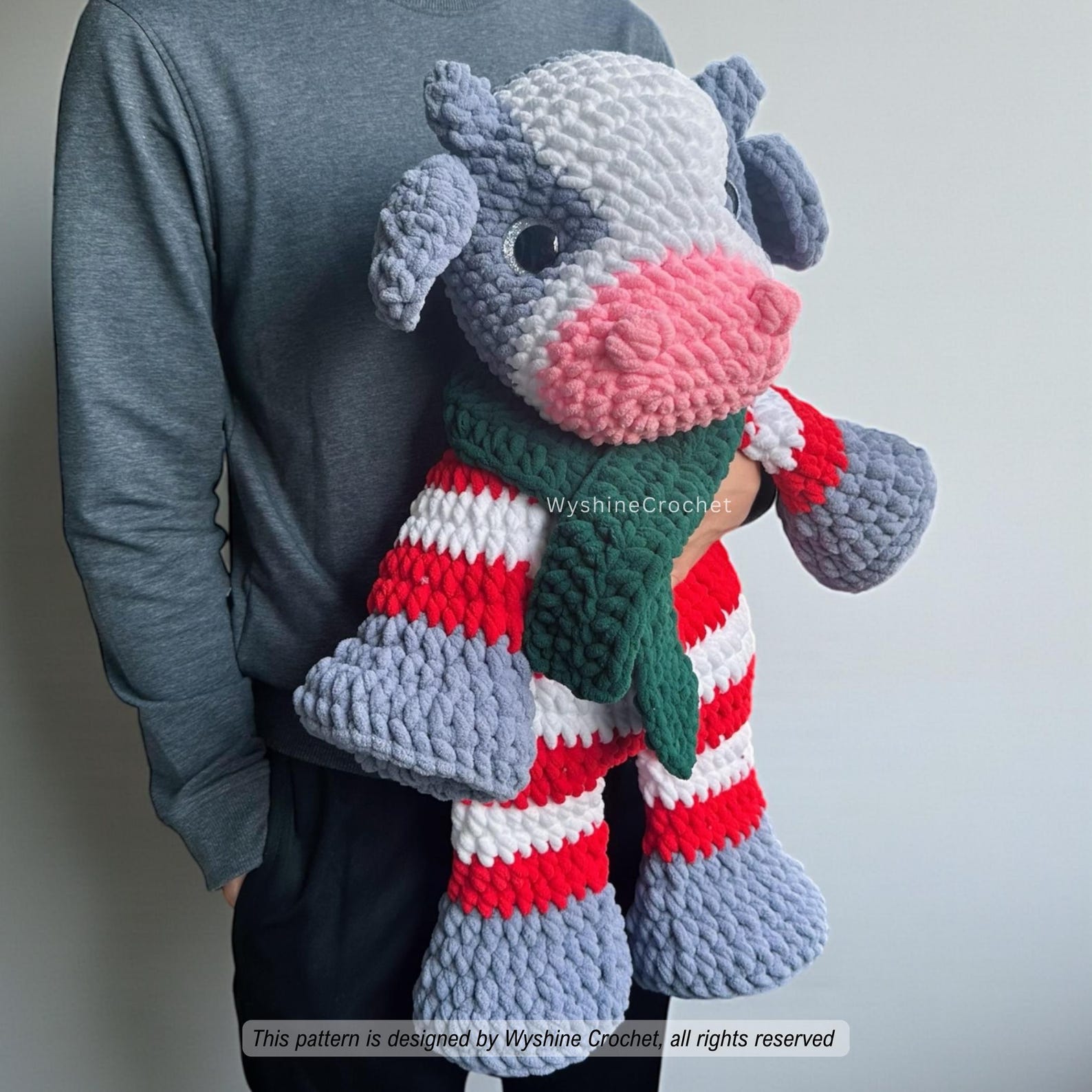 Huggable Candy Cane Cow Crochet Pattern, Snuggler Calf Amigurumi ...