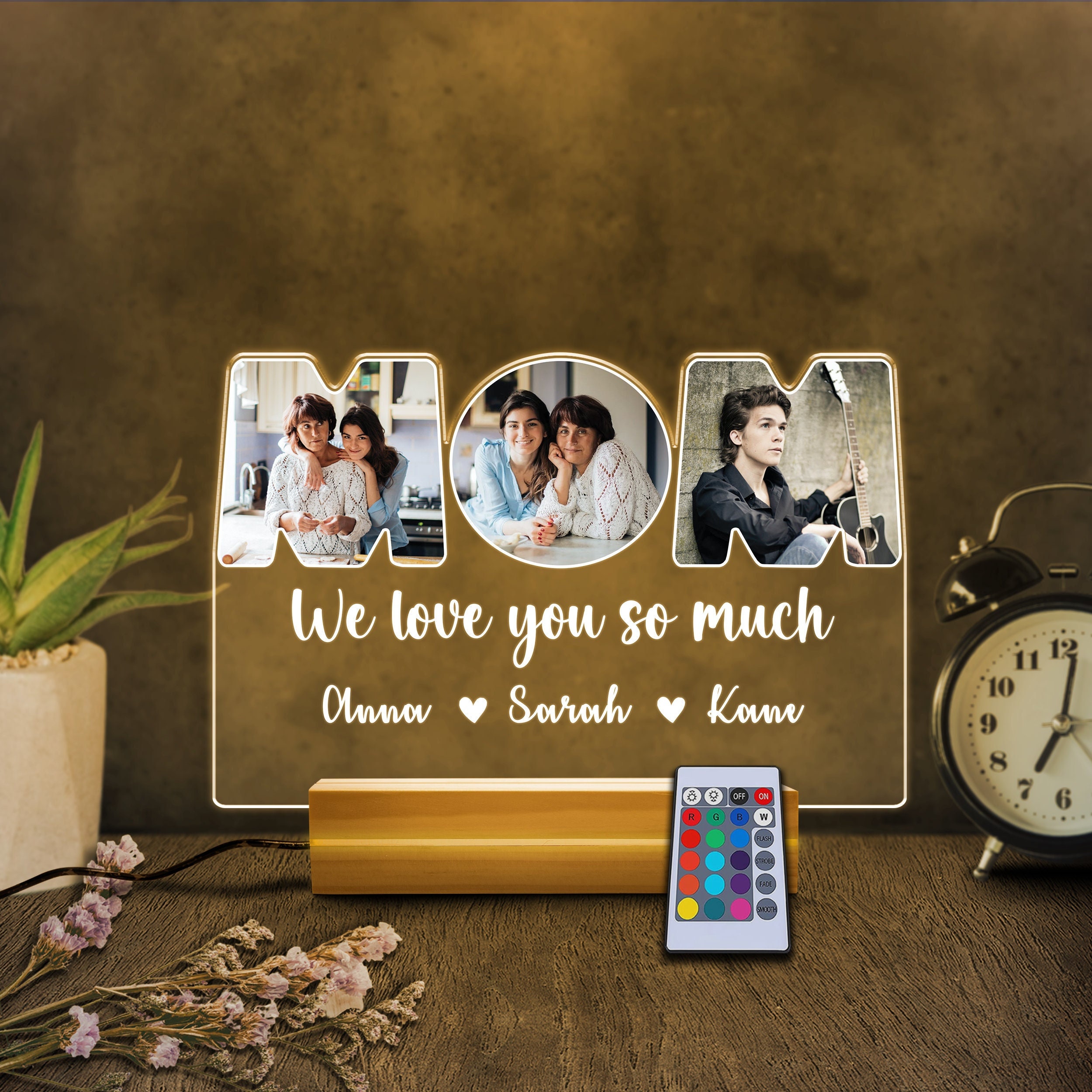 Custom Mom Sign With Kids Name Photo Night Light - Etsy