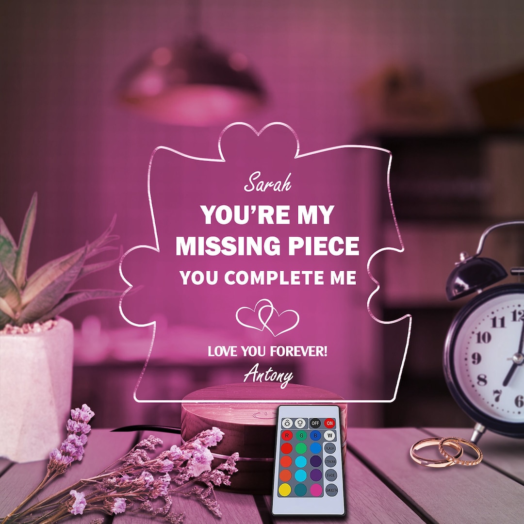Personalized Missing Piece Sign, Customized Puzzle Night Light ...