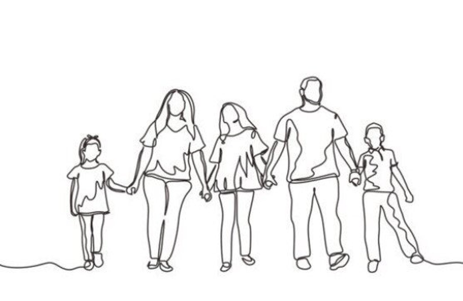 Continuous One Line Drawing of Happy Family. Concept of Mother, Father ...