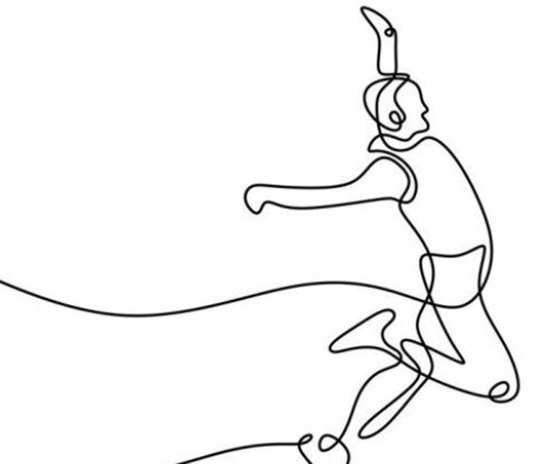 Continuous Line Drawing of Athlete Long Jump. Young Energetic Athlete ...