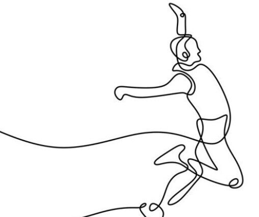 Continuous Line Drawing of Athlete Long Jump. Young Energetic Athlete ...