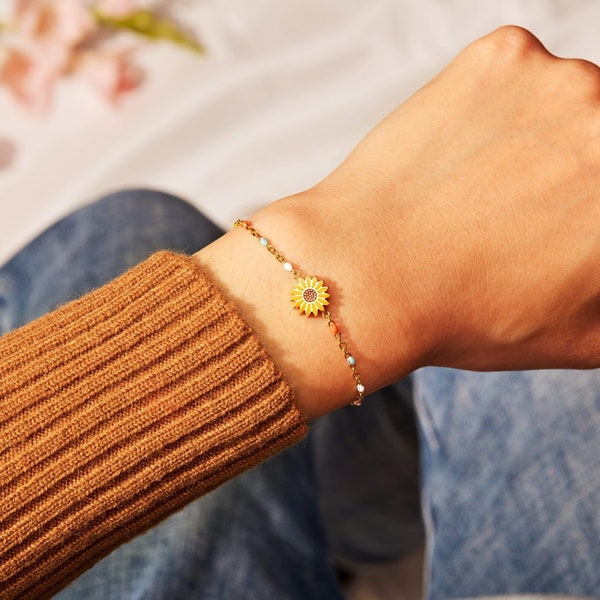 Sunflower Bracelet - Etsy
