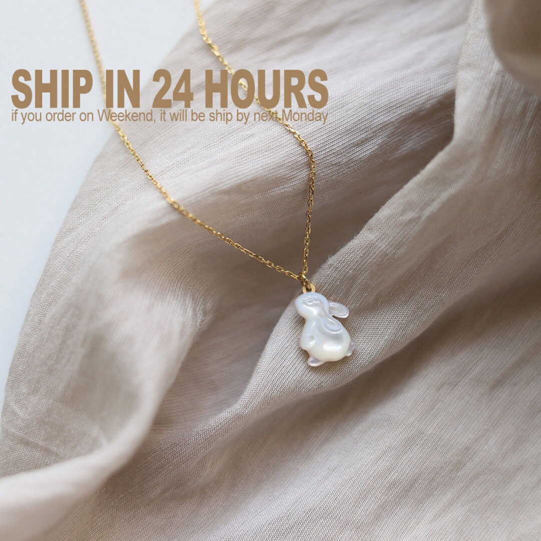 Moon Rabbit Pendant Necklacewhite Rabbit Necklacedainty - Etsy UK