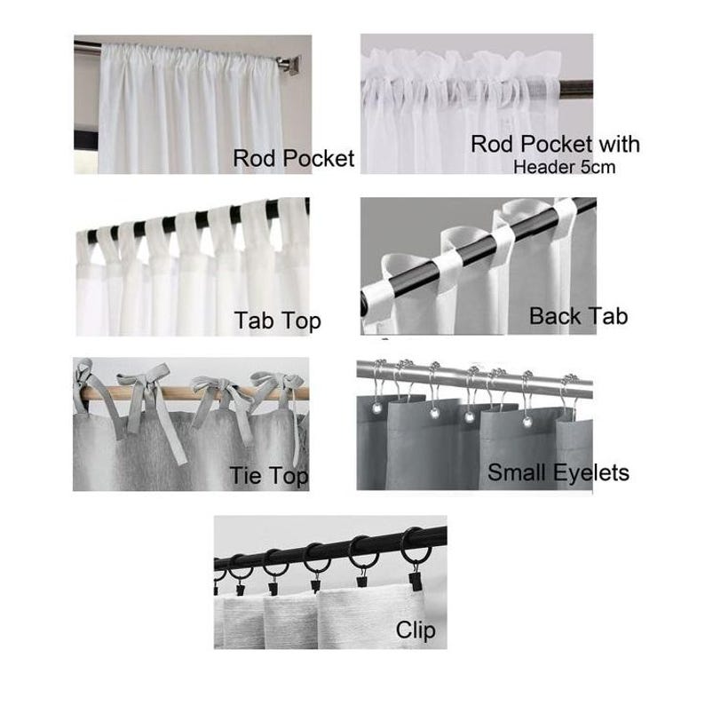 NATURAL Linen Draperies Tab Top/ Tie Top / Rod Pocket Drapes Bathroom, Kitchen & Bedroom Drapery ...