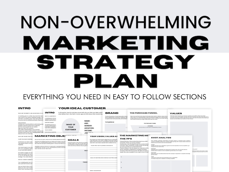 Easy Marketing Plan Template Printable, Student ADHD Marketing Plan ...