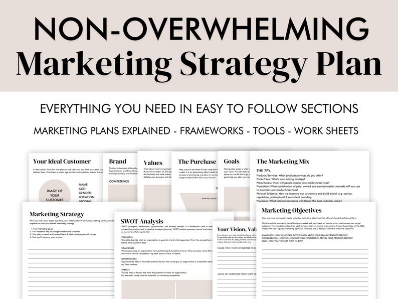 Easy Marketing Plan Template Printable, Student ADHD Marketing Plan ...