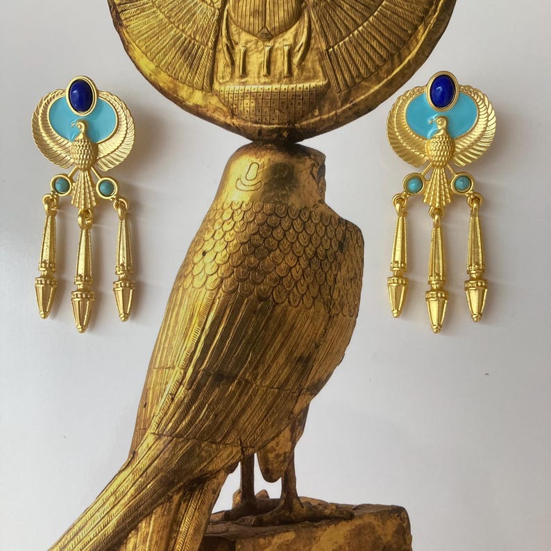 Egyptian Revival Nekhbet Falcon Earrings - Etsy