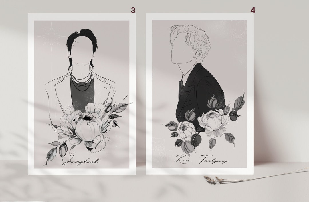 BTS Print | Bts Line Art Poster | Bts Member Fan Art + Booth - Etsy
