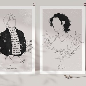 BTS Print | Bts Line Art Poster | Bts Member Fan Art + Booth - Etsy