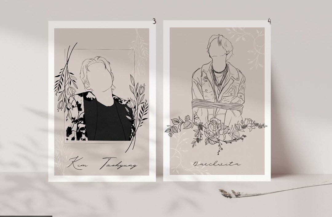 BTS Print | Bts Line Art Poster | Bts Member Fan Art + Booth - Etsy