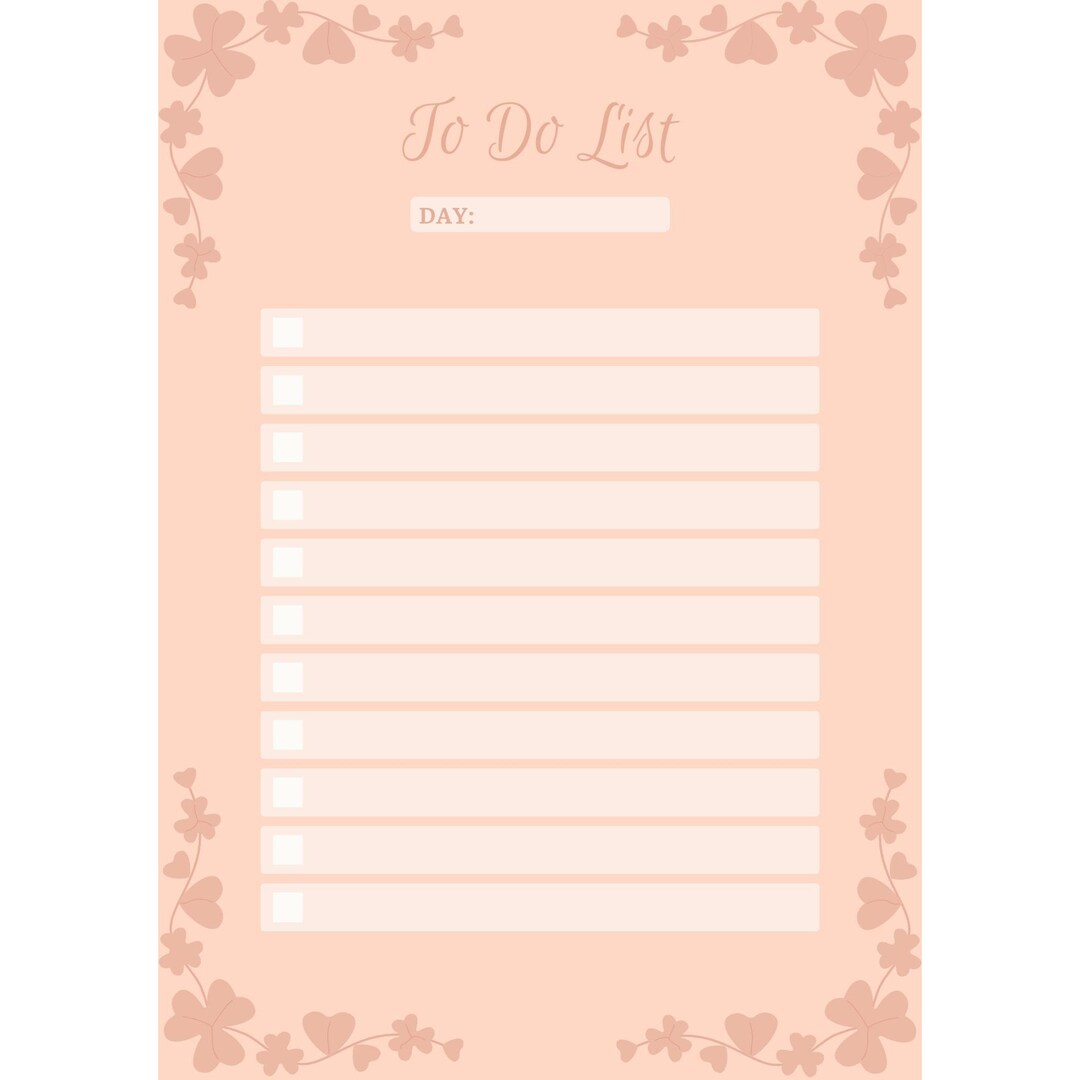 Printable To-do List Pink - Etsy