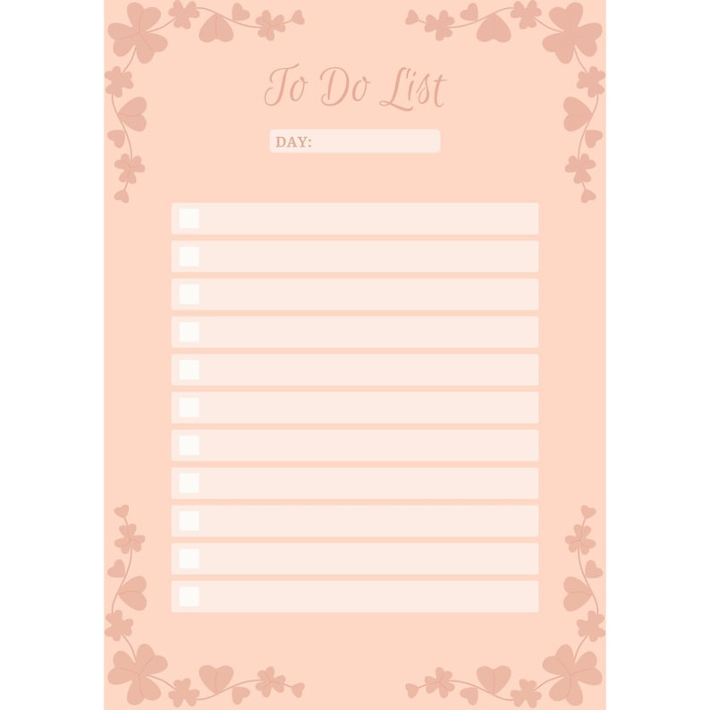 Printable To-do List Pink - Etsy