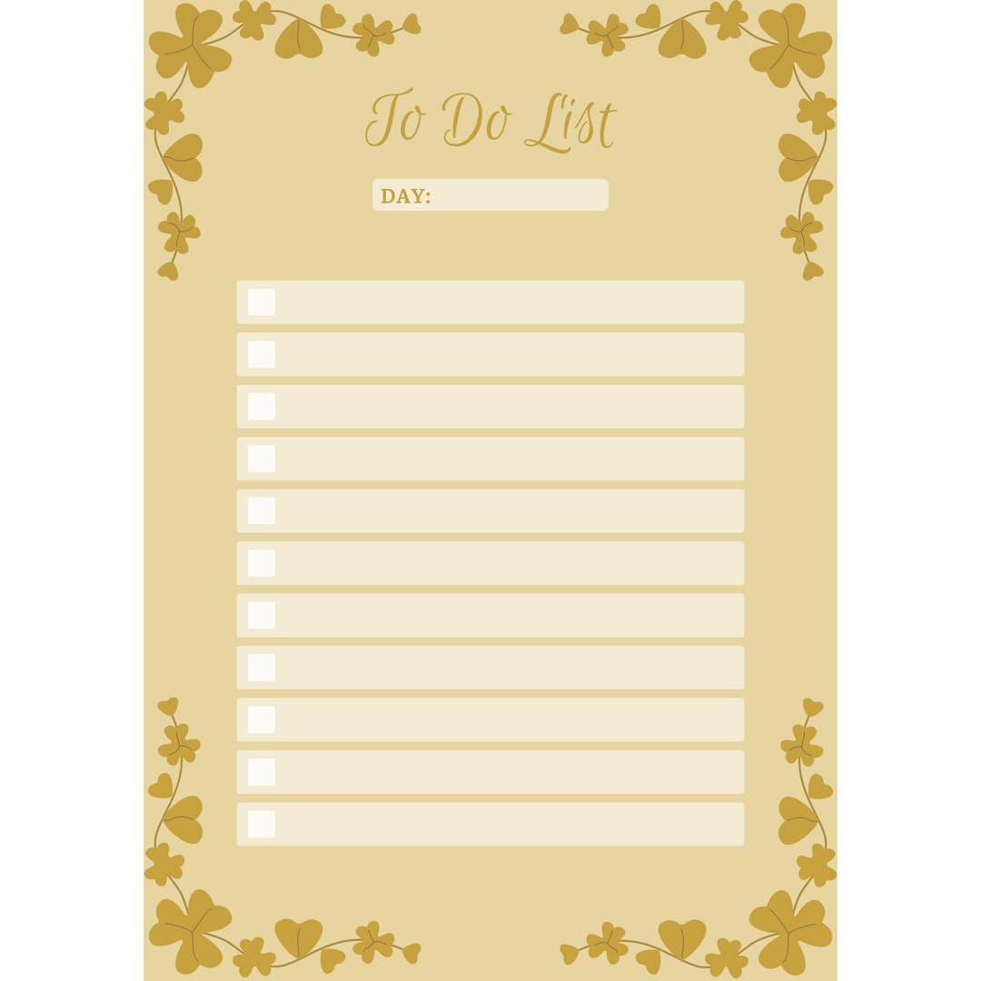 Printable To-do List Gold - Etsy