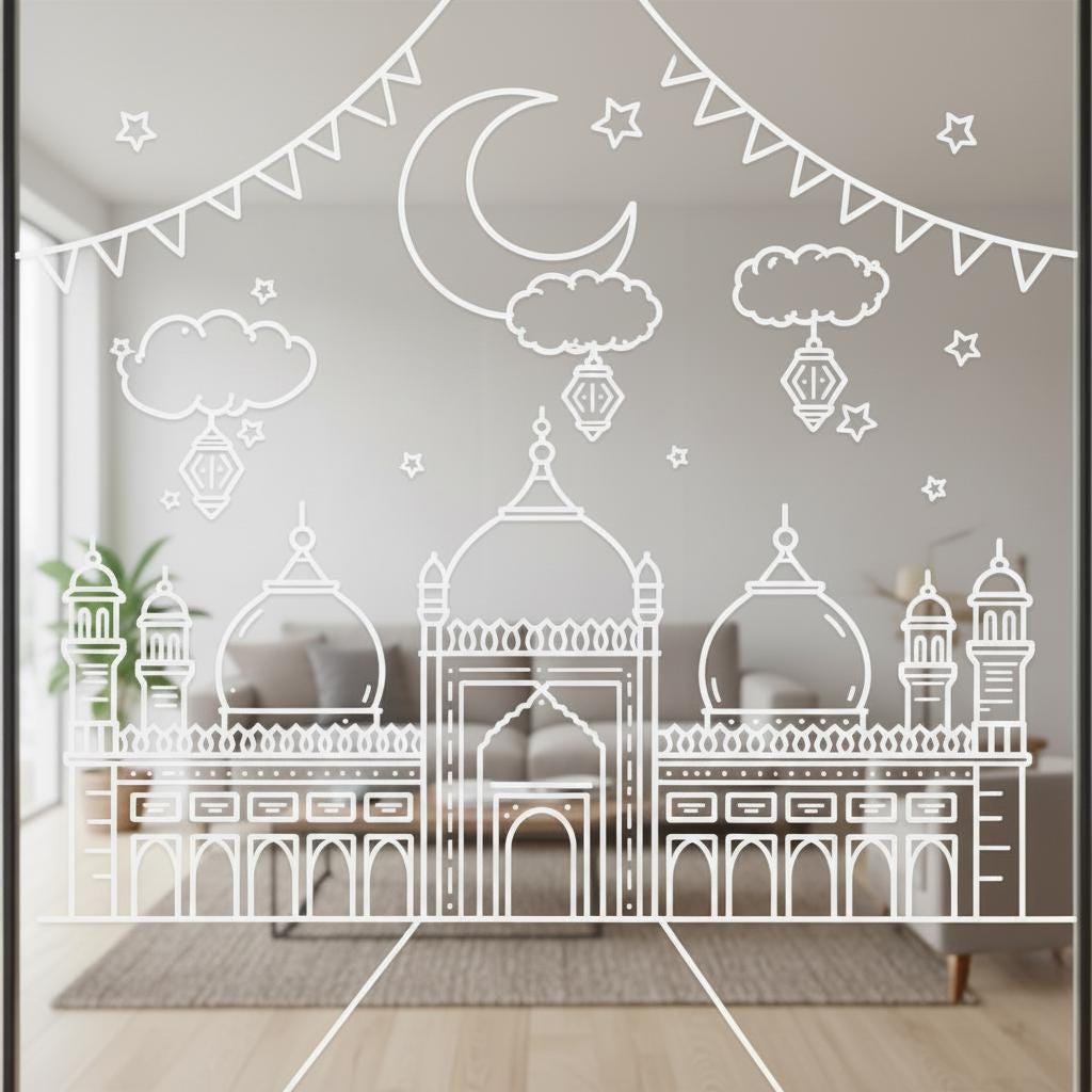 Ramadan Themed Chalk Pen Stencil – Printable Window Decoration Template ...