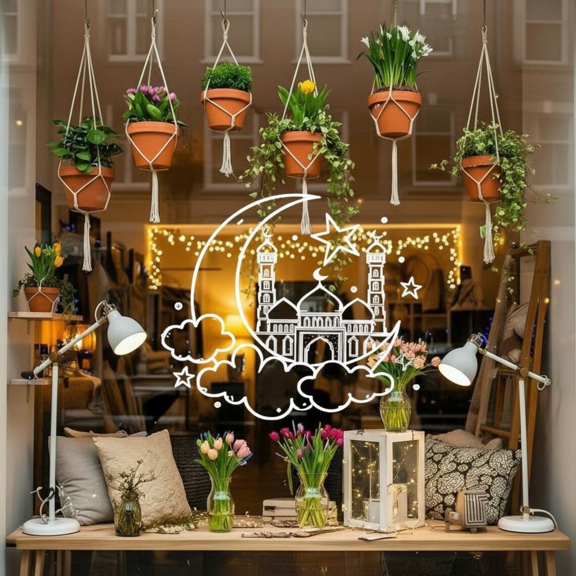 Ramadan Themed Chalk Pen Stencil – Printable Window Decoration Template ...