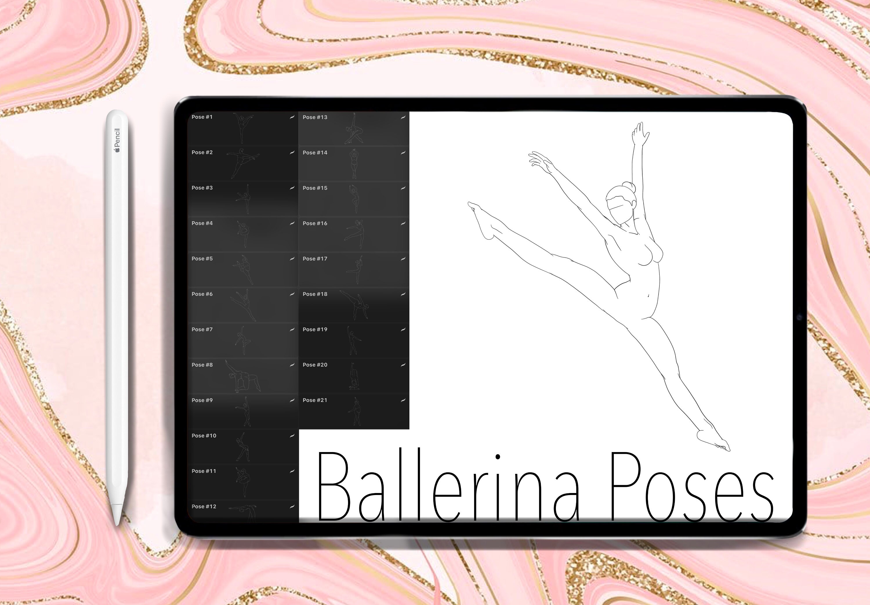 21 Ballerina Poses for Procreate - Etsy