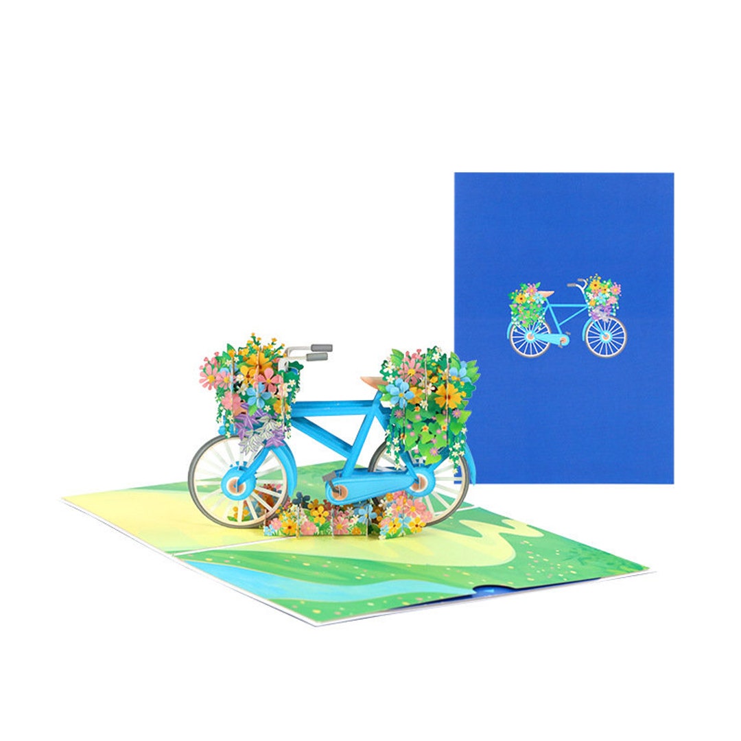 Flower Bike Pop-up 3D Birthday Card / Pop-up 3D Greeting Card/ - Etsy