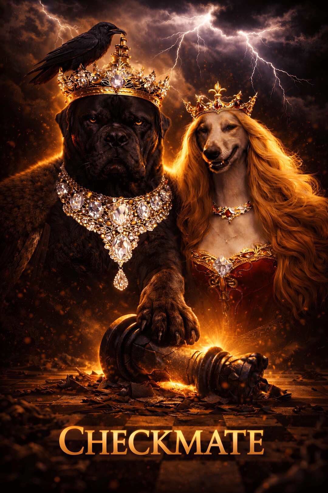 Cane Corso Afghan Hound Chess King Queen Wall Art (digital Download) - Etsy