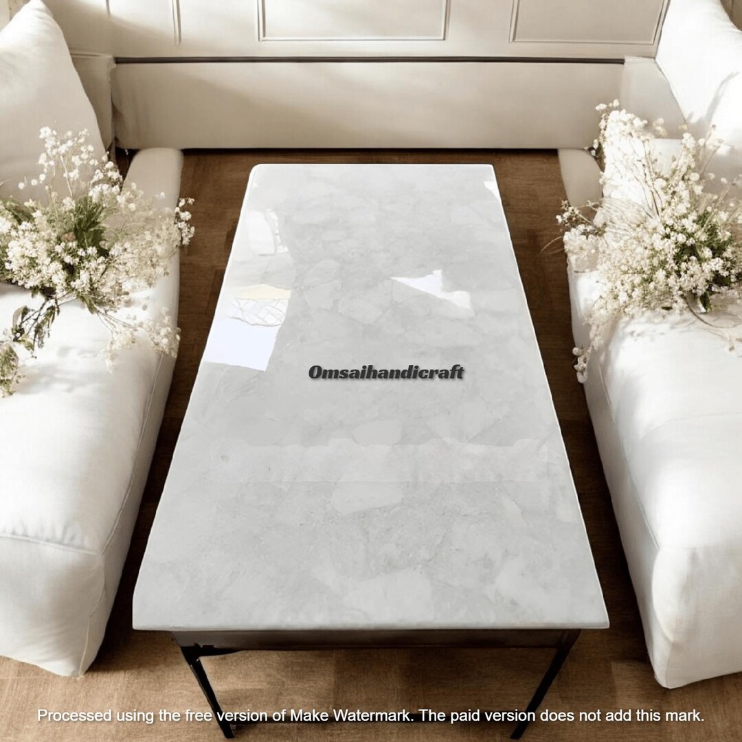 Premium White Quartz Dining Table High-quality Stone Craftsmanship ...