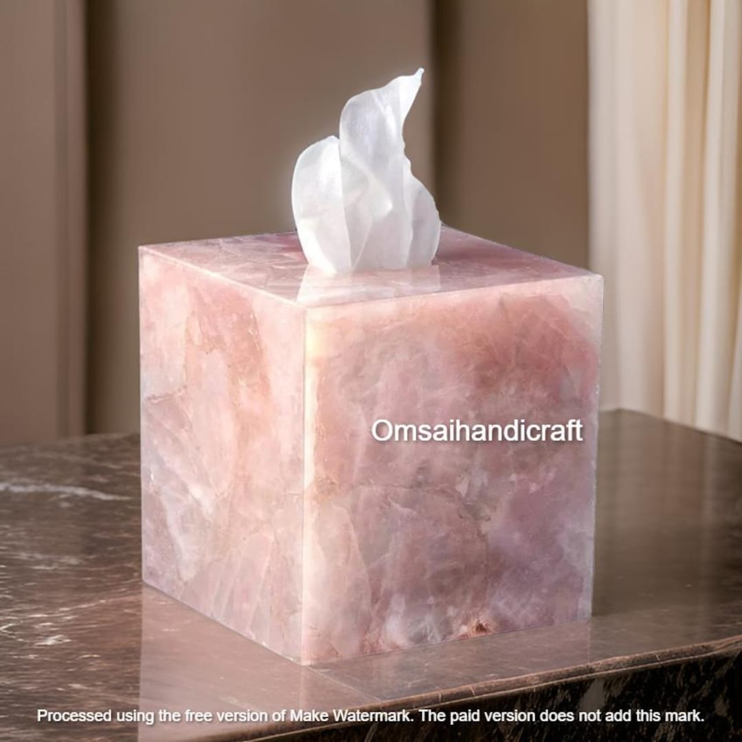 Handmade Rose Quartz Stone Tissue Box Cover: Elegant Home Decor - Etsy