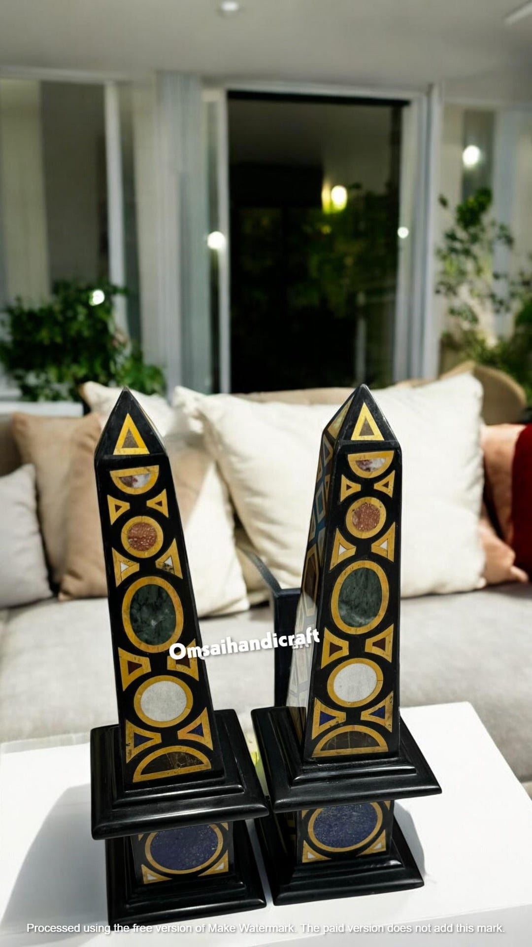 Handcrafted Multi-stone Obelisk – Vibrant Natural Gemstone Monument for ...