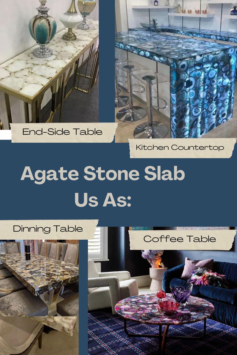 Agate Stone Top Center Sofa Dining Table Luxury Kitchen Slab Furniture ...
