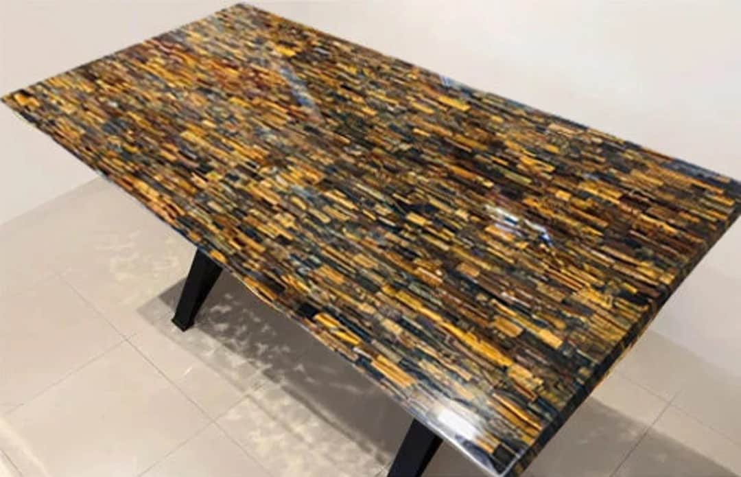36x24 Handcrafted Tiger Eye Dining Table Top Luxury Home Kitchen & Bath ...