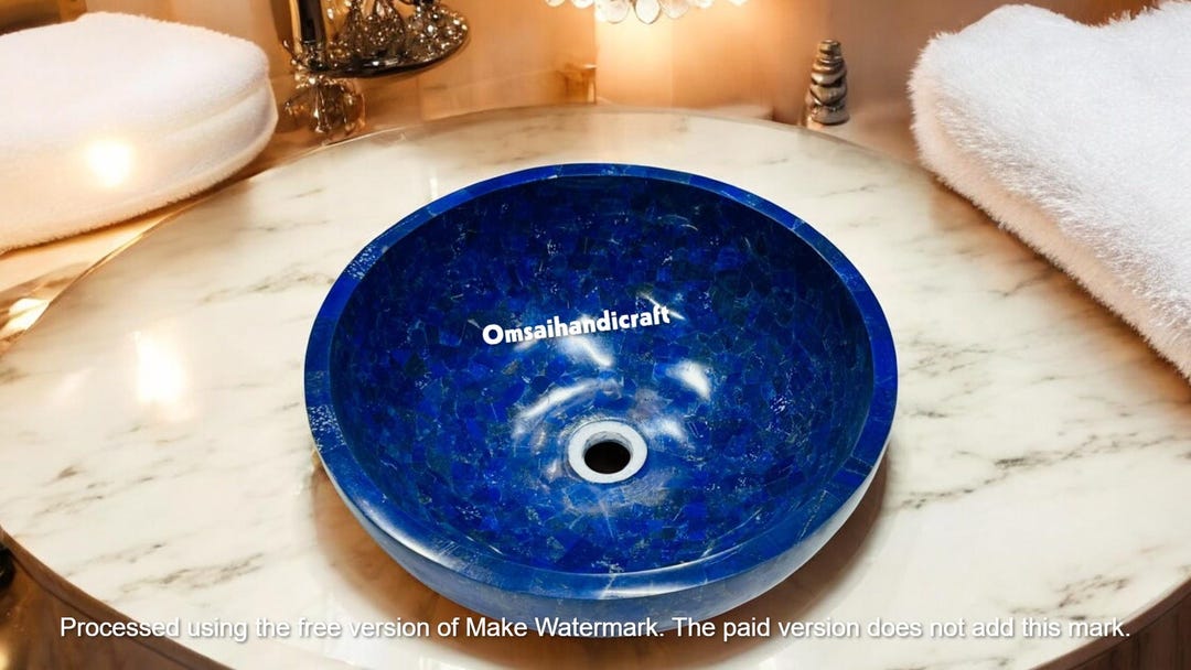 Handmade Lapis Lazuli Bathroom Sink – Unique Natural Stone Design for ...