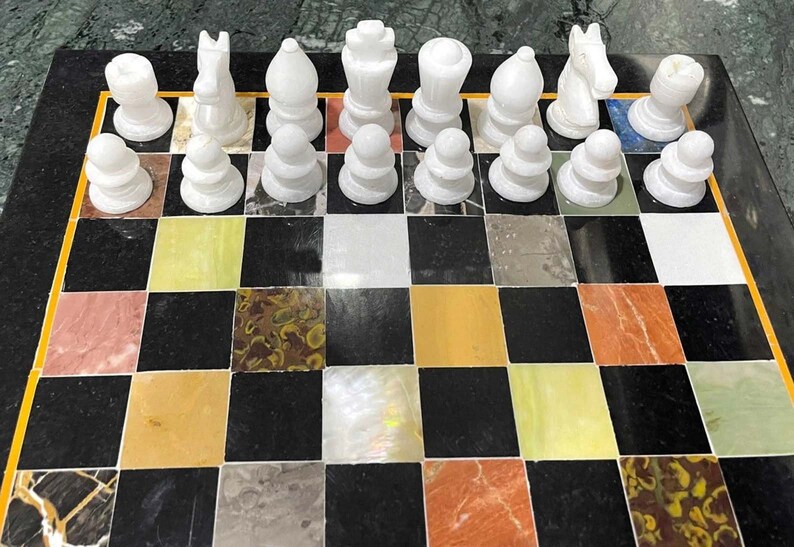 Black Marble Chess Board Premium Luxury Chess Set Handcrafted ...