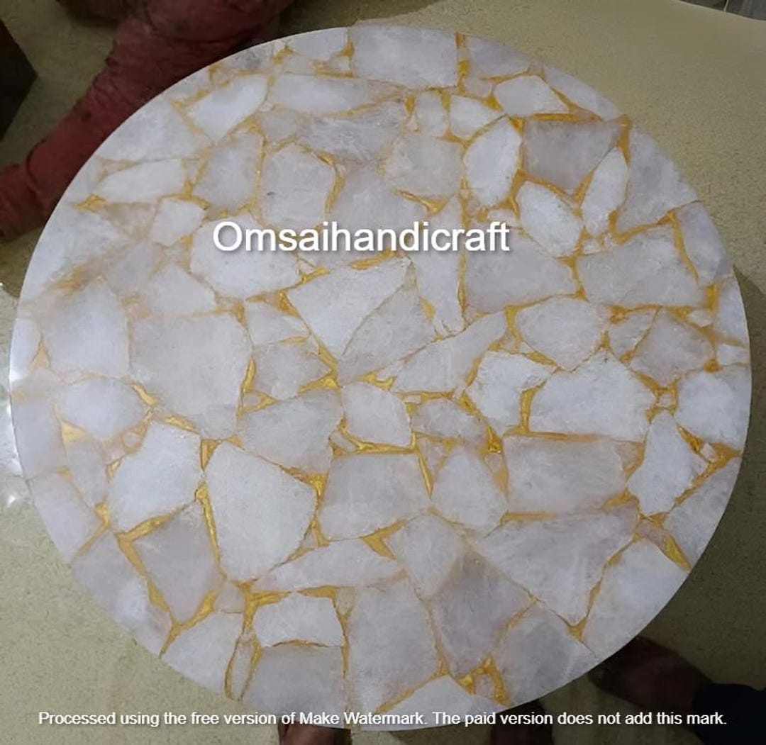 Round White Quartz Stone Table Top: Handmade Luxury Decor - Etsy