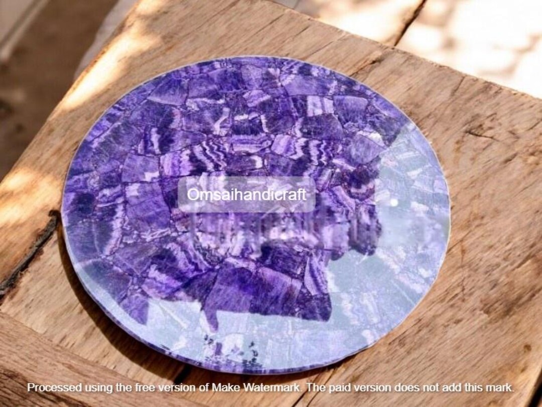 Handmade Crystal Amethyst Coffee Table Top: Purple Stone Decor - Etsy