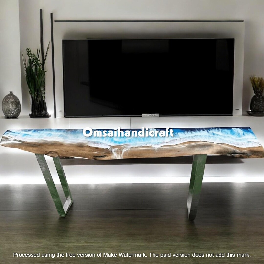 Handcrafted Epoxy Ocean Wave Counter Top Table | Coastal-inspired ...