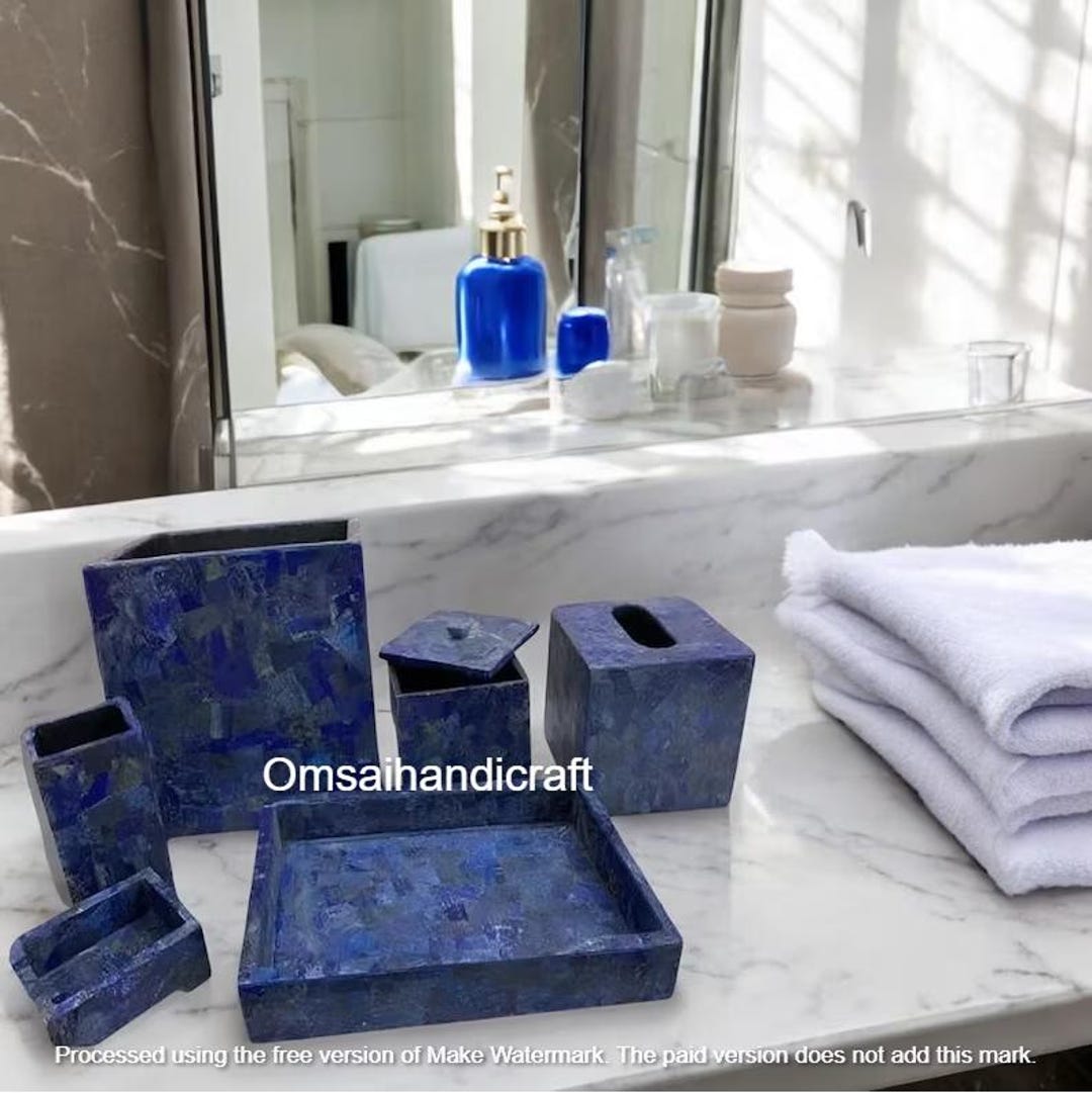 Lapis Lazuli Stone Bathroom Set: Luxury Bath Accessories - Etsy